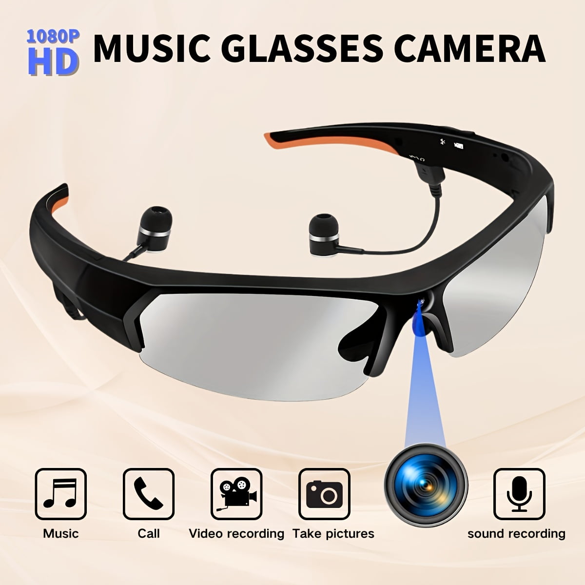 Smart glasses camera, high-definition 1080P video glasses, built-in ...