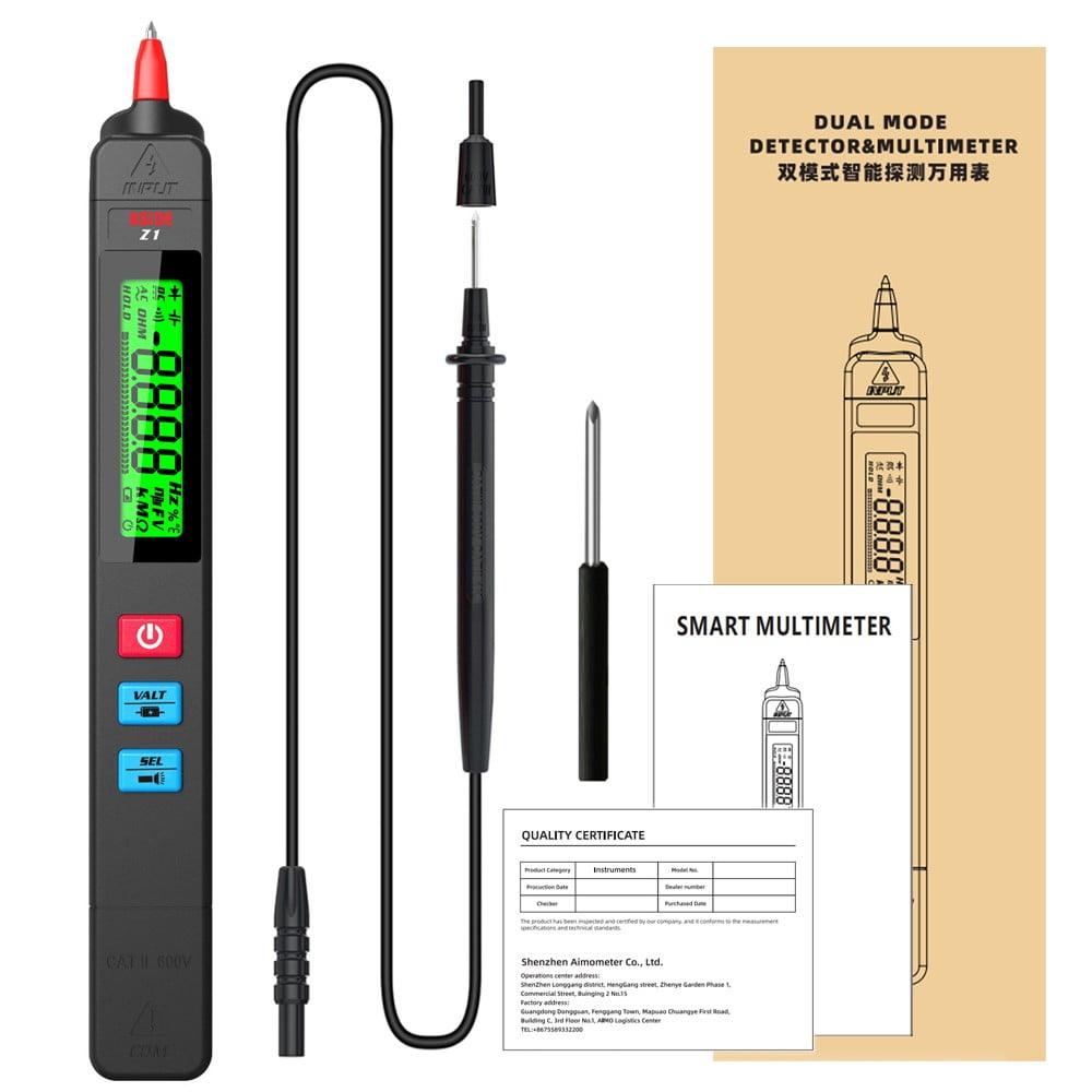 Smart pen digital multimeter DC AC capacitor ohm NCV Hz voltage ...