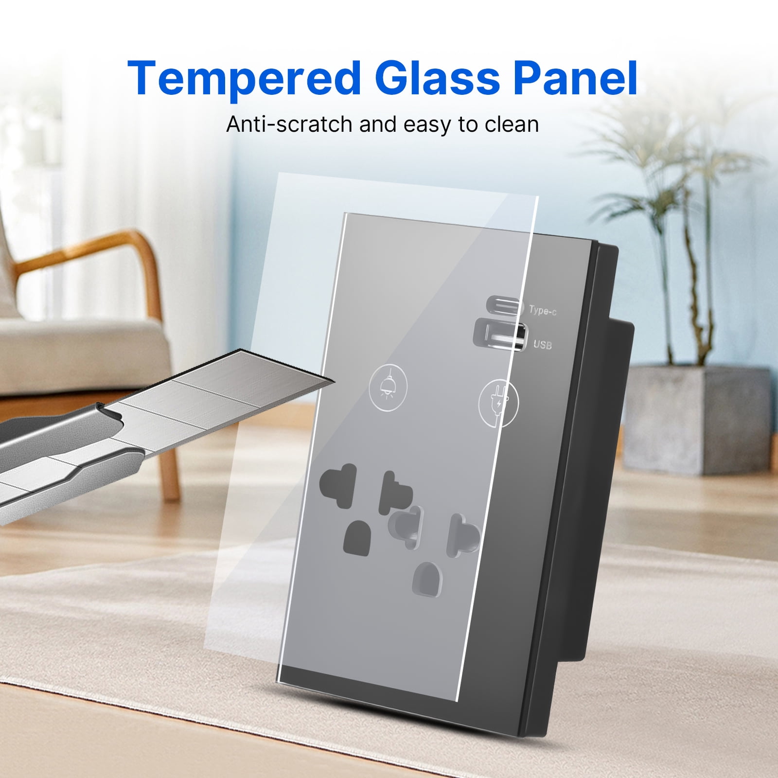 Smart socket,Switch App Wire Required Remote 1 Way Tempered Usb Outlet ...