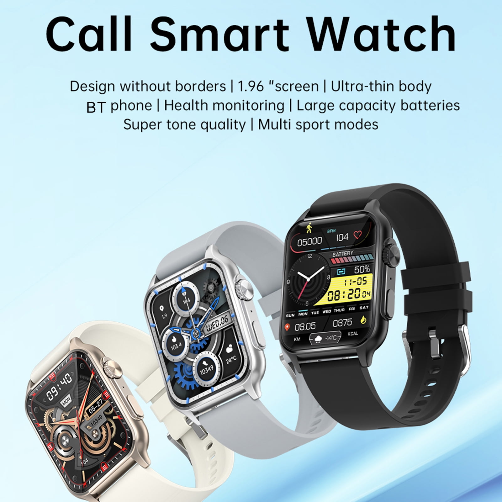 Smart watch,Bt Call - Battery Watch - Screen Modes - Men Slim Body ...