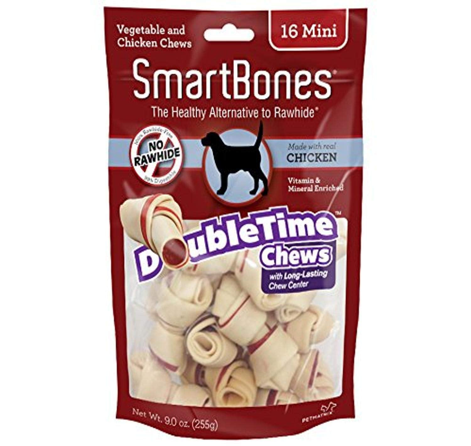 SmartBones DoubleTime Chews 16 Count, HYZ01 Mini, Rawhide-Free Chews ...