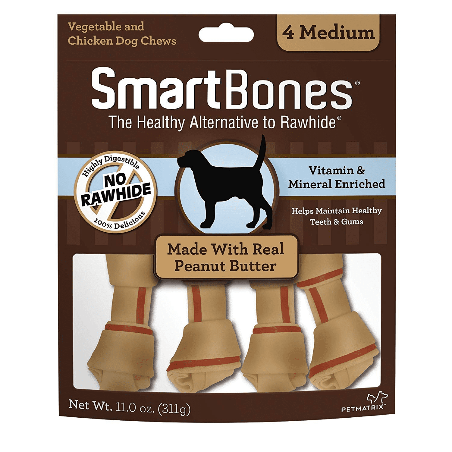 SmartBones Medium Peanut Butter Dog Chews, 4 Pack, Digestible Chewing ...
