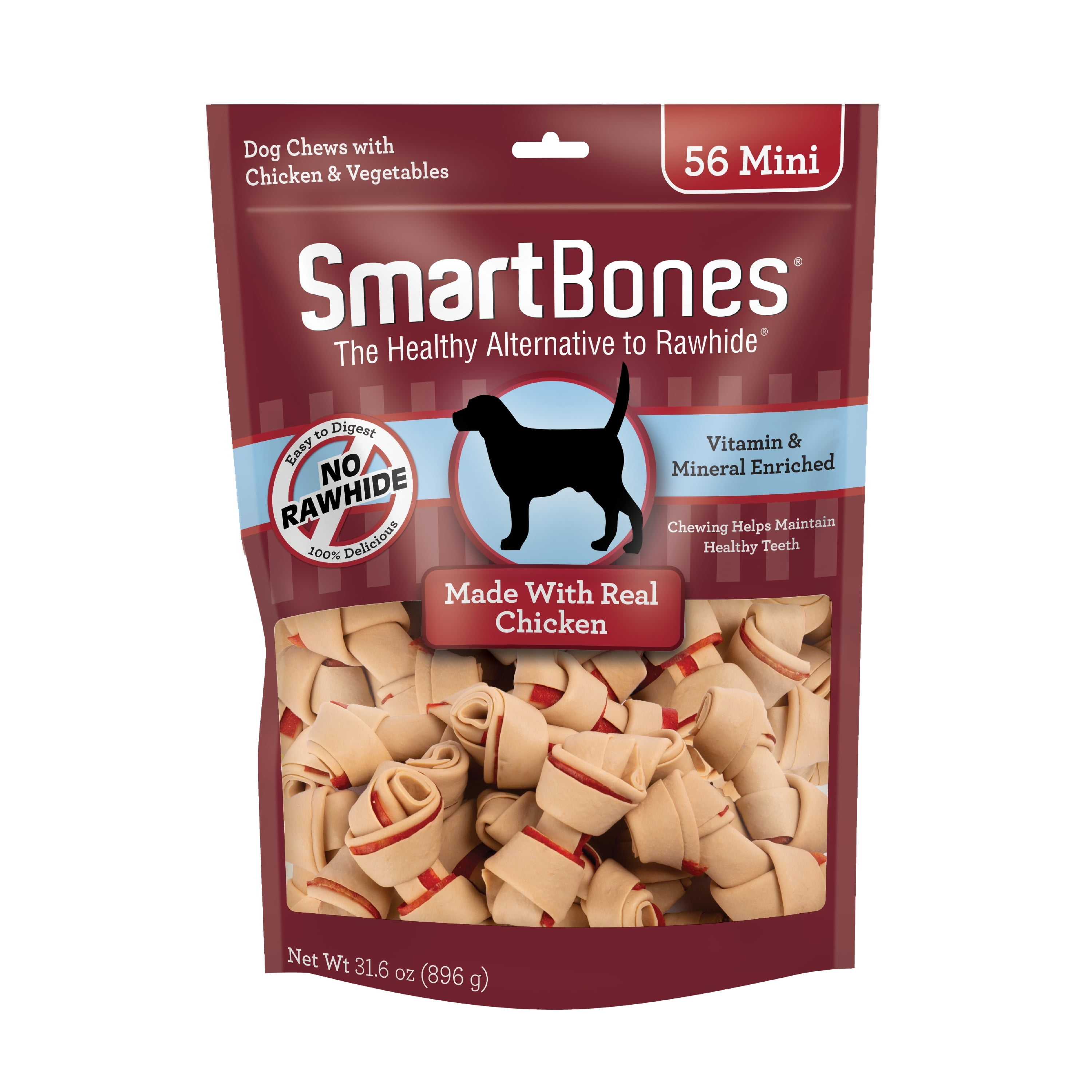 SmartBones Mini Bones with Real Chicken 56 Count, Rawhide-Free Chews ...
