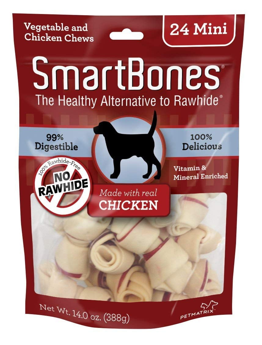 SmartBones Mini Chews FEV6 With Real Chicken 24 Count, Rawhide ...