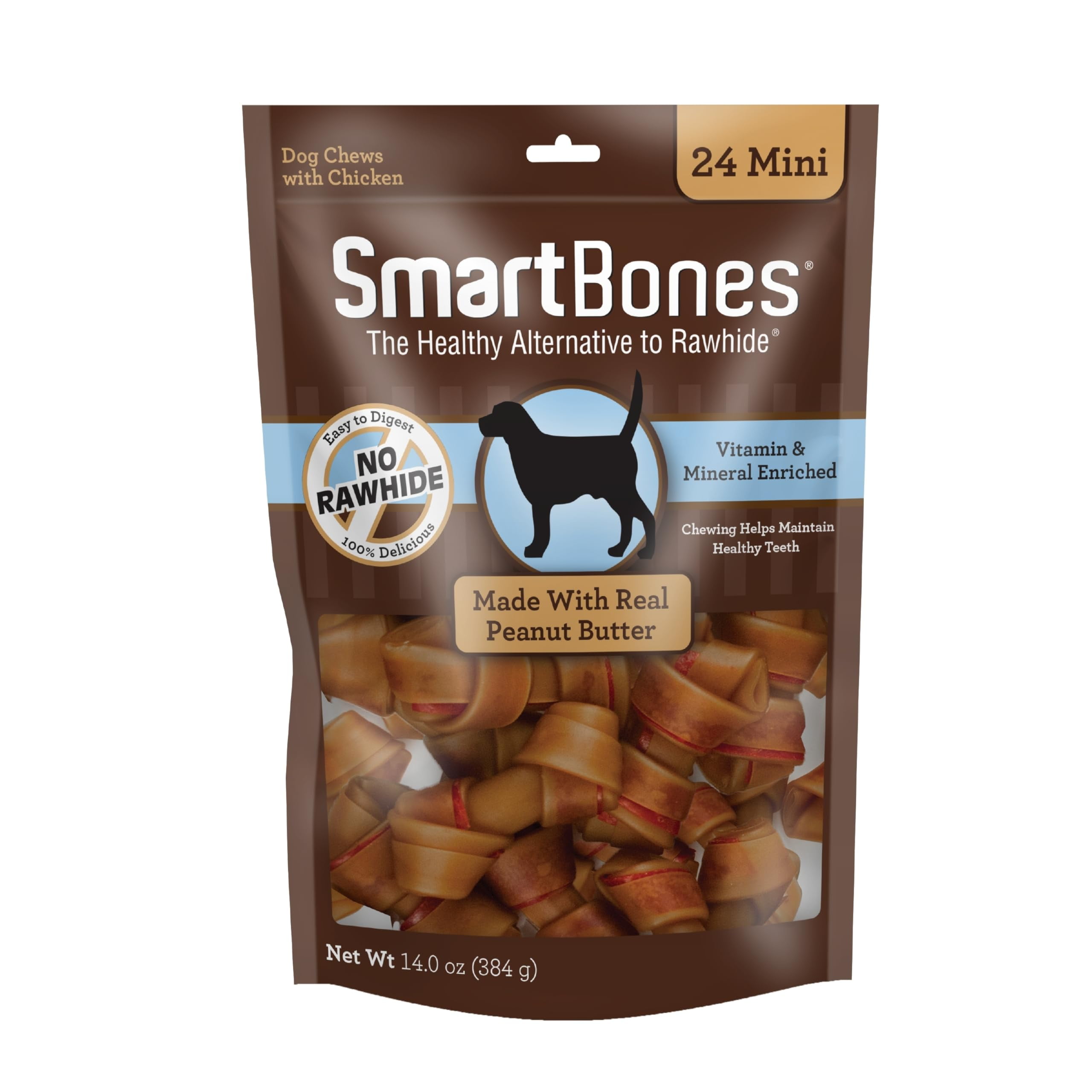 SmartBones Mini Chews With Real Peanut Butter 24 Count, Rawhide ...