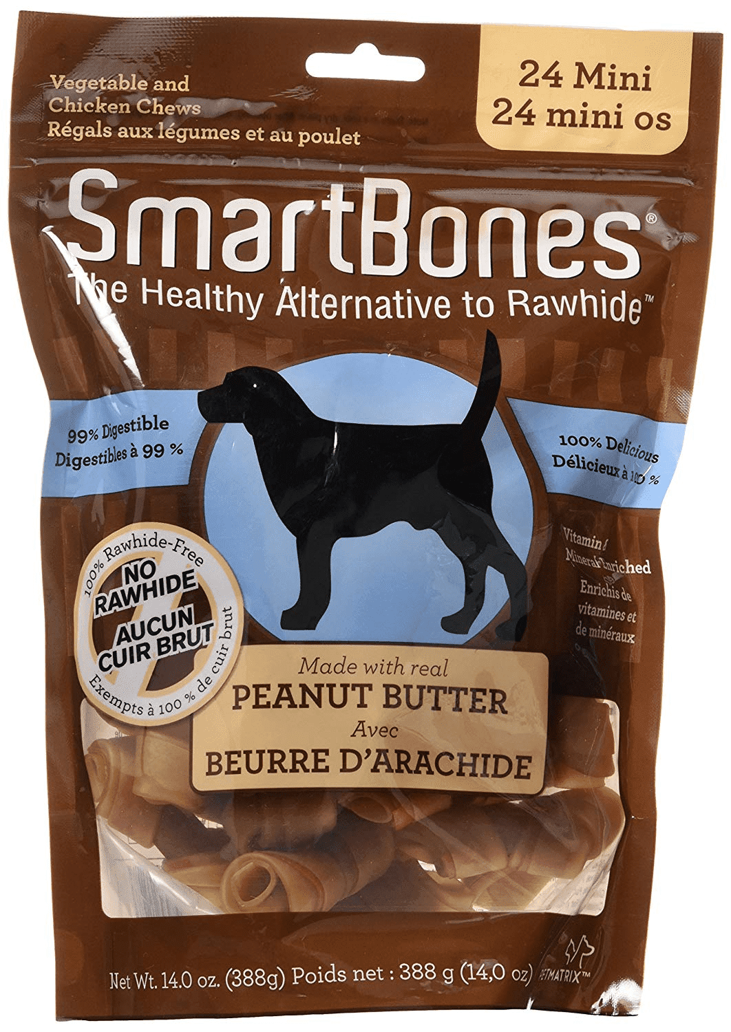 SmartBones Mini Chews with Real Peanut Butter 24 Count, Rawhide-Free ...