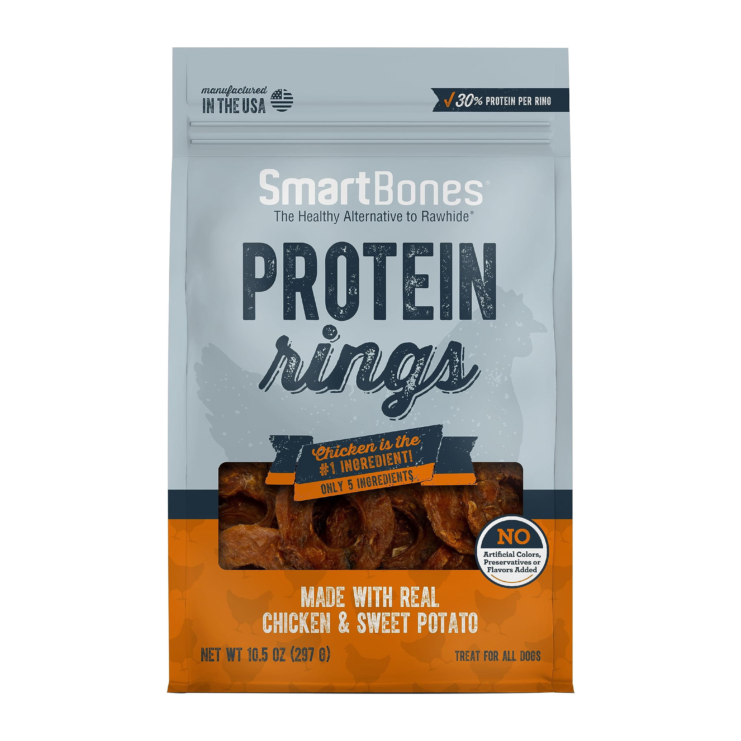 SmartBones Protein Rings with DMF15 Real Chicken and Sweet Potato, 10.5 ...