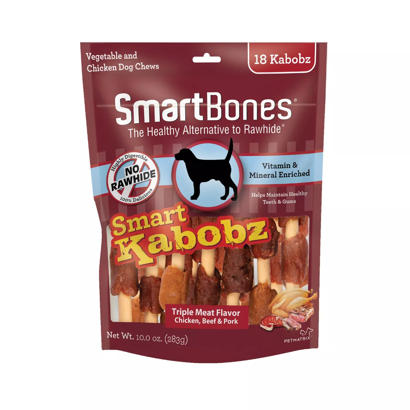 SmartBones® Smart Kabobz Dog Treats - Triple Meat Flavor with Chicken ...