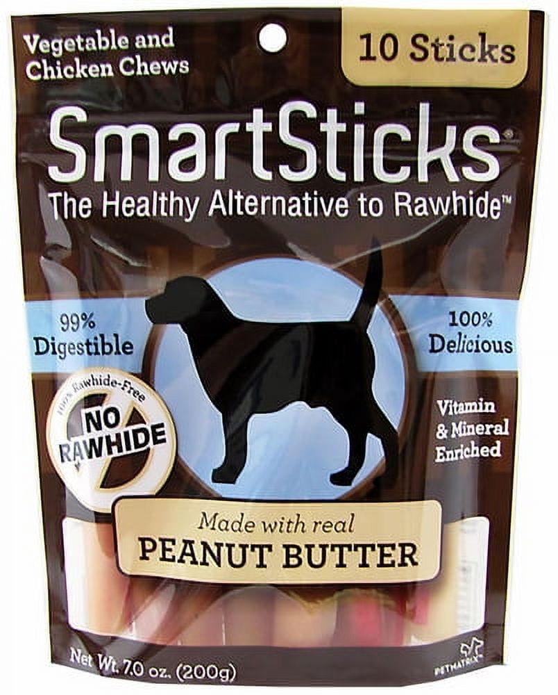 SmartBones SmartSticks Peanut Butter Dog Treats, 10 Count, Real Chicken ...