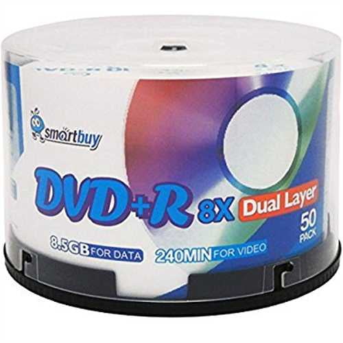 Smart Buy DVD+R DL 8X 8.5GB Double Layer Recordable Discs 50 Pack ...