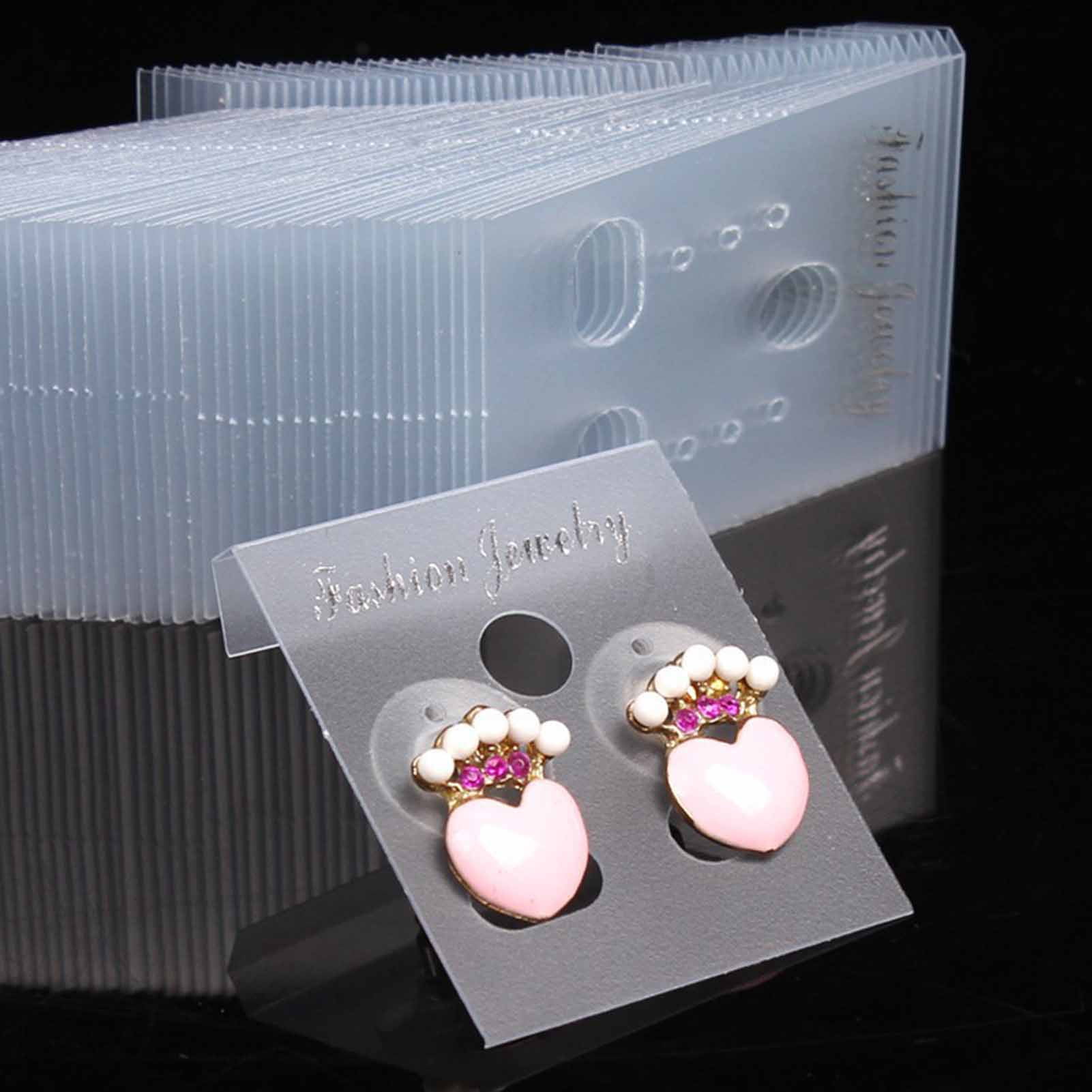 SmartBy 100Pcs/Set Ear Studs Holders Practical Portable Transparent ...