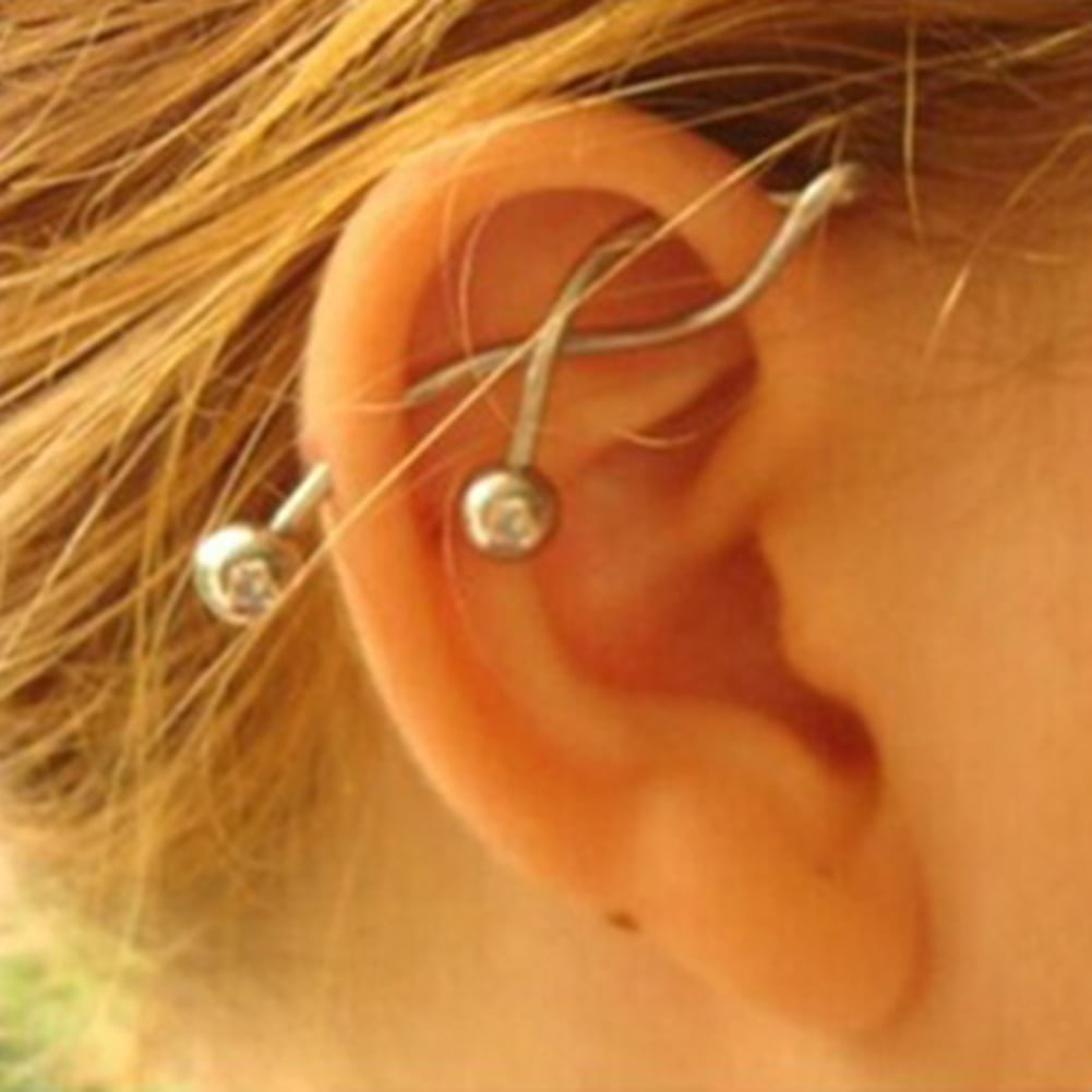 SmartBy 1Pc 14g Cool Twist Spiral Ear Industrial Barbell Belly Ring ...