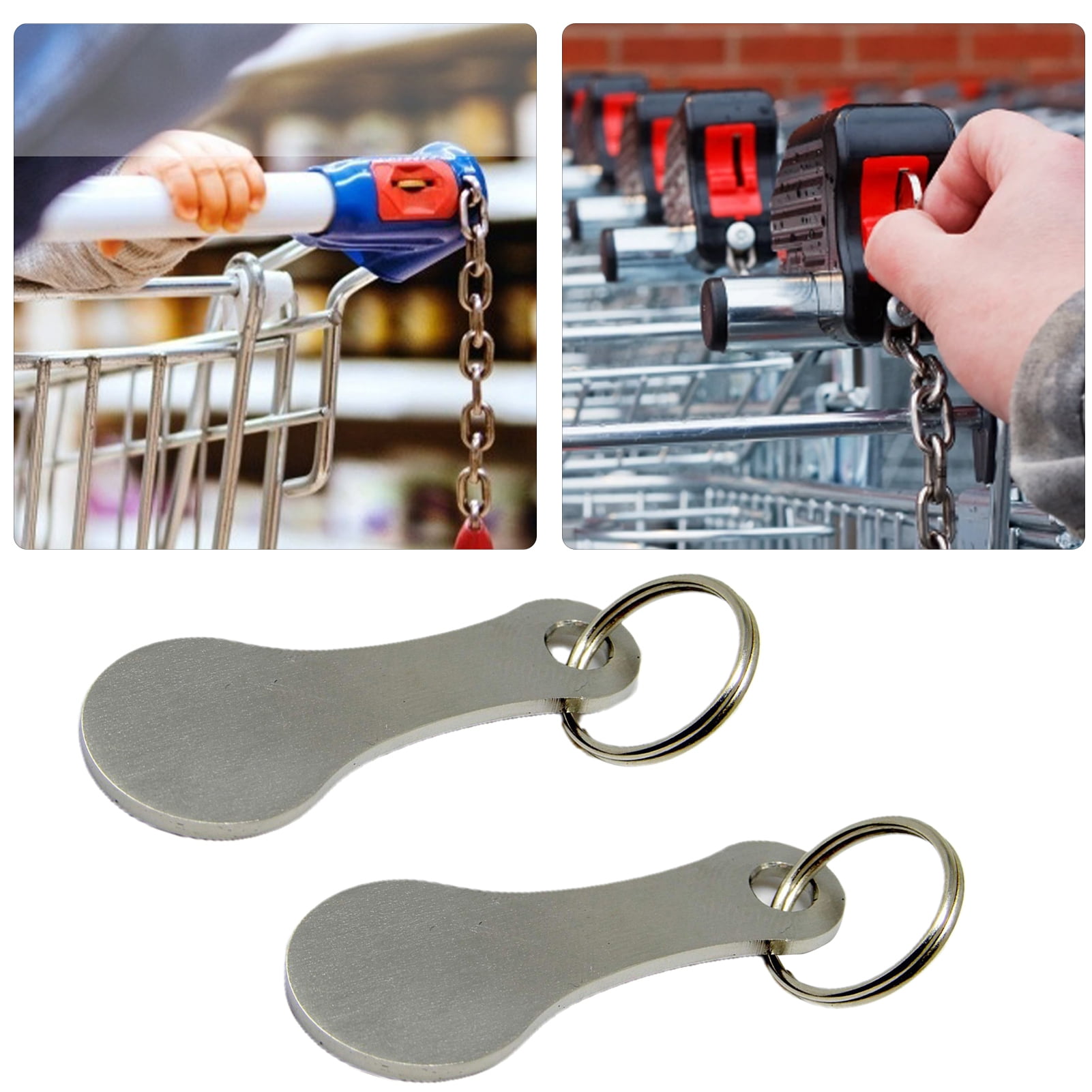 SmartBy 2Pcs Shopping Trolley Keys Removable Anti Rust Stainless Steel ...