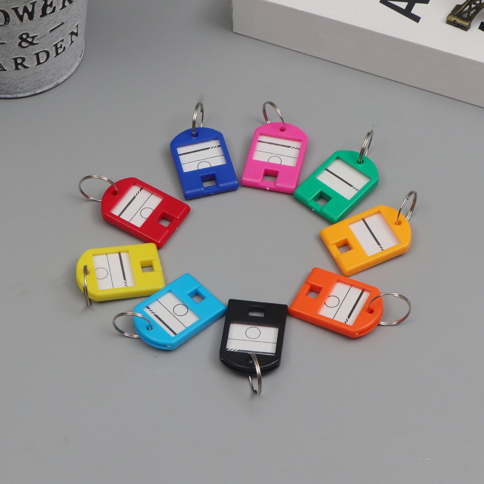 SmartBy 50Pcs Hard Plastic Key Tags with Replaceable Paper Transparent ...