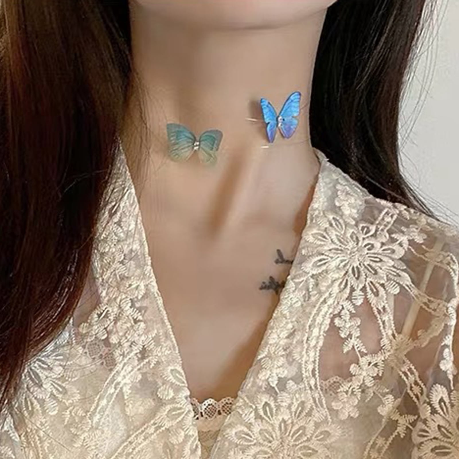 SmartBy Butterfly Choker Necklace Boho Invisible Chain Butterfly Fairy ...
