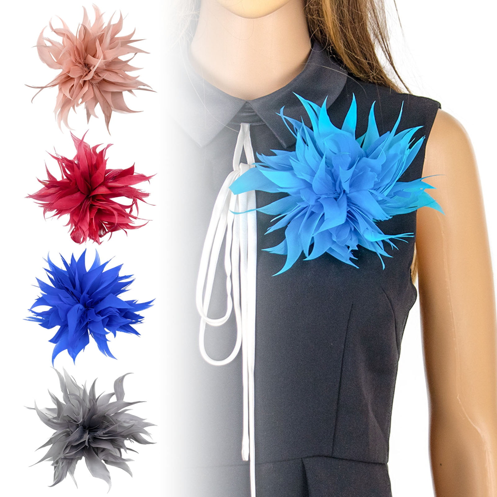 SmartBy Cloth Feather Flower Brooch Decorative Clothing Pin Suit Lapel ...