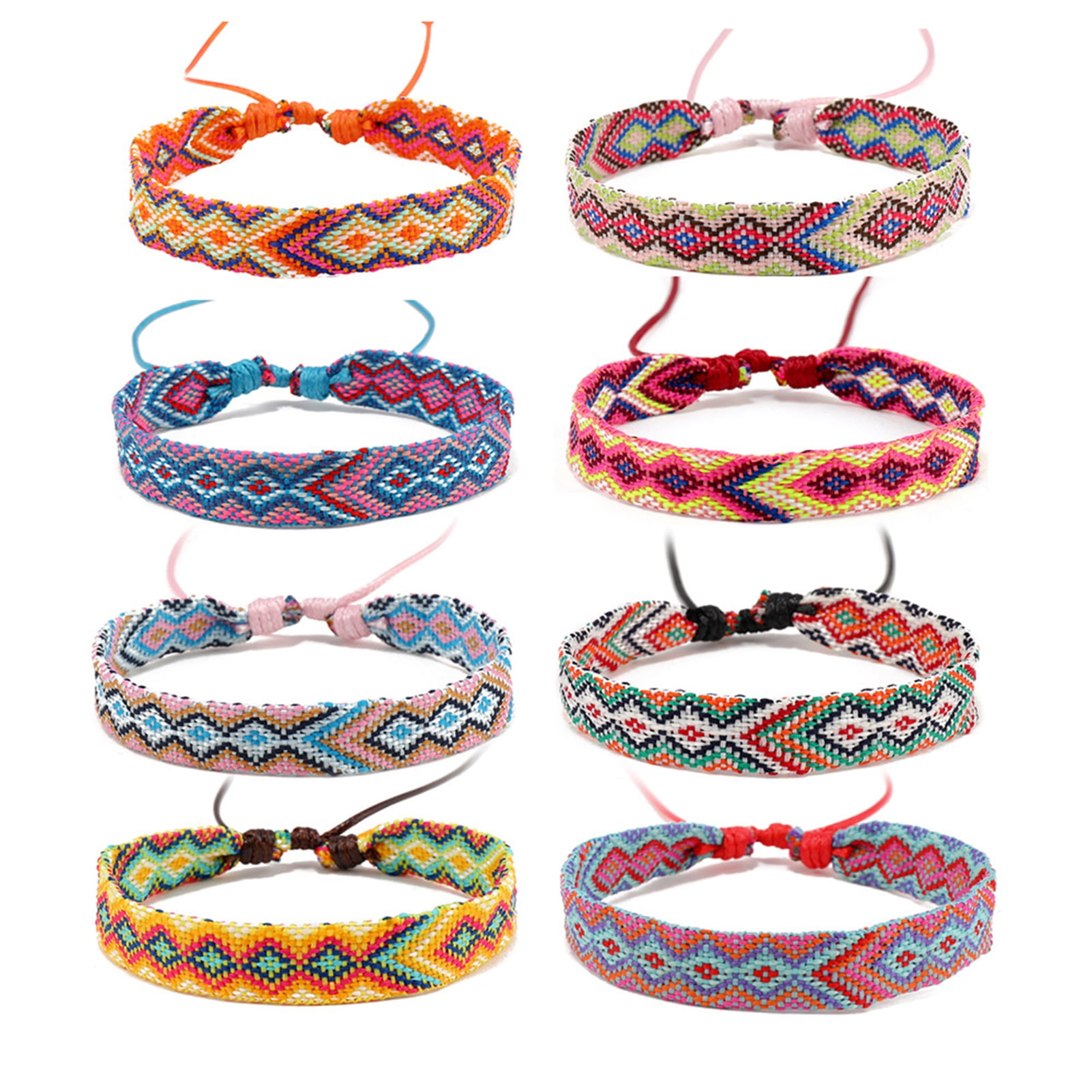 Smartby Couple Bracelet Handmade Braided Woven Colorful Geometric