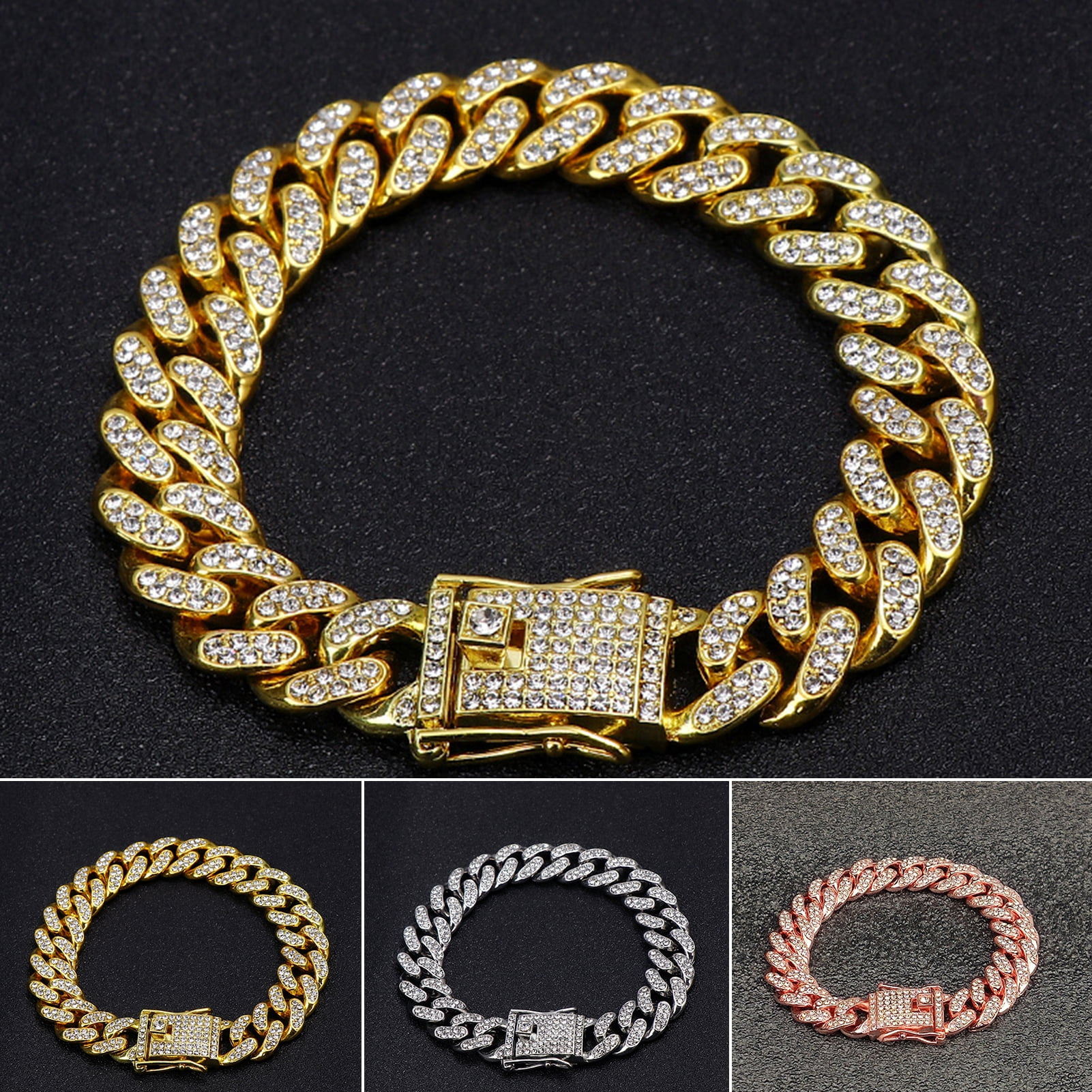 SmartBy Cuff Bracelet Rhinestone Fine Workmanship Electroplating Shiny ...
