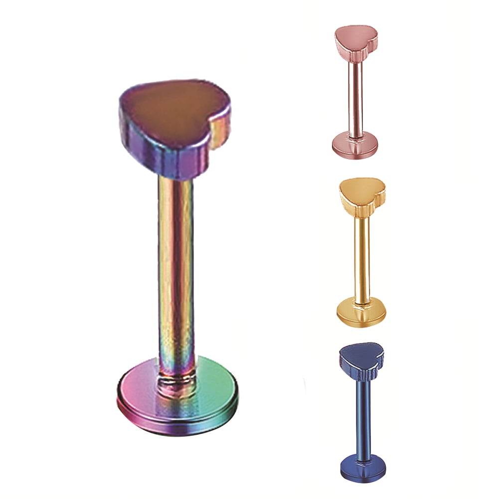 SmartBy Fashion Women Heart Threaded Lip Chin Ring Bar Ear Stud Body ...