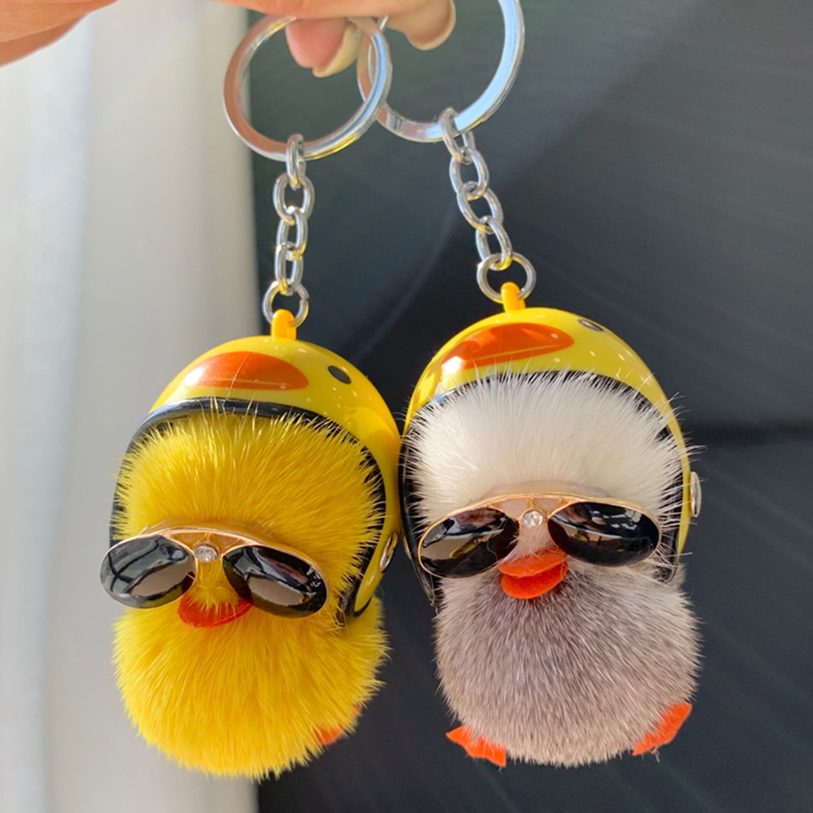 SmartBy Keychain Soft Plush Duck Shape Portable Anti-Lost Key Holder ...