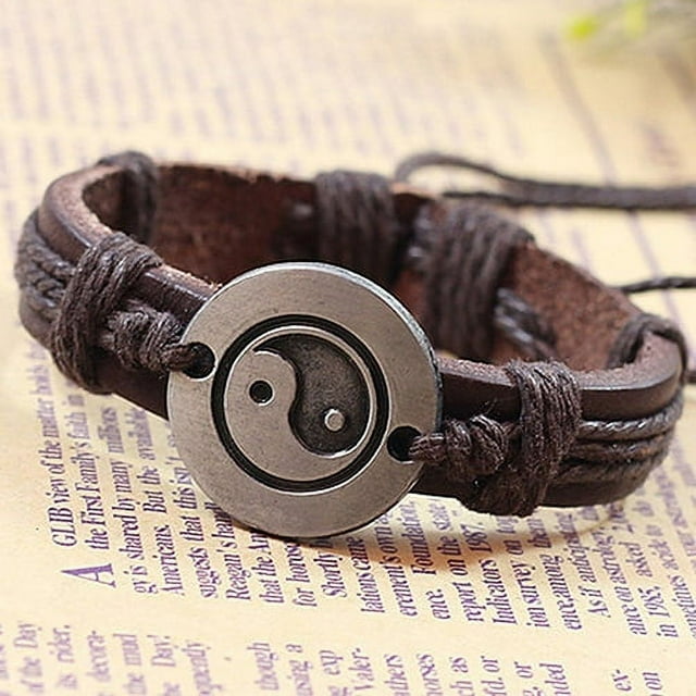 SmartBy Men Women Alloy Tai Chi Ying Yang Pattern Faux Leather Braid ...