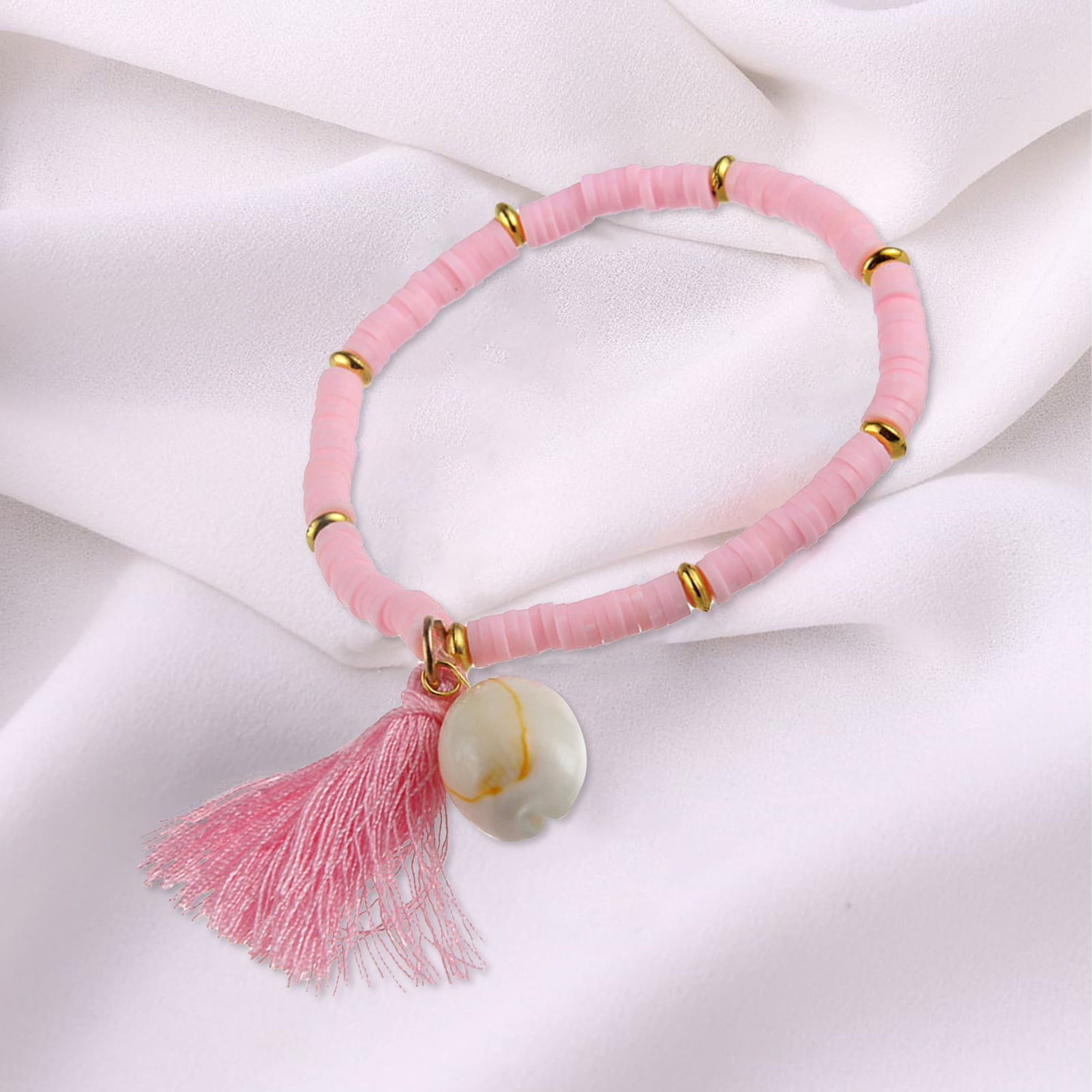 SmartBy Multicolor Shell Dangle Women Bracelet Polymer Clay Tassel ...
