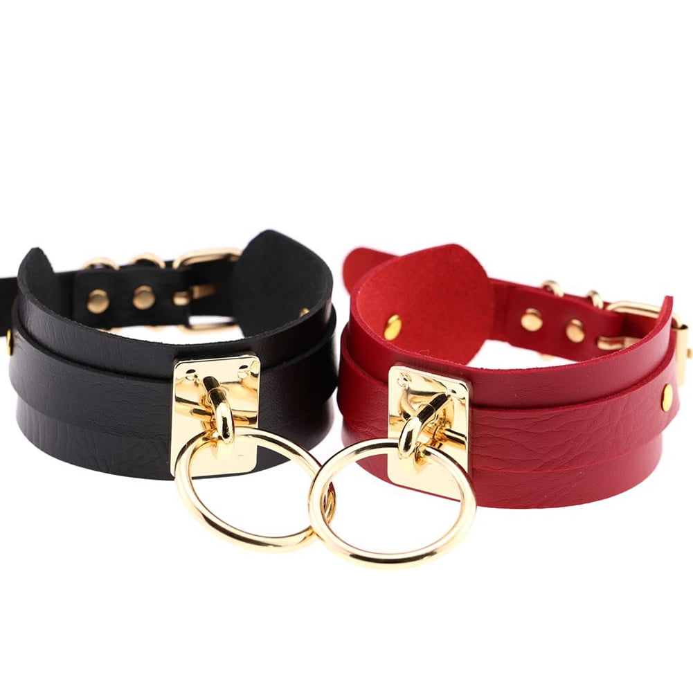 SmartBy Night Club Men Women O Ring Pendant Collar Faux Leather Choker ...