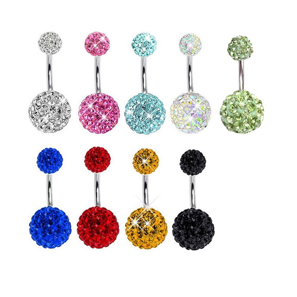 SmartBy Sexy Shiny Navel Belly Button Ring Barbell Rhinestone Body ...