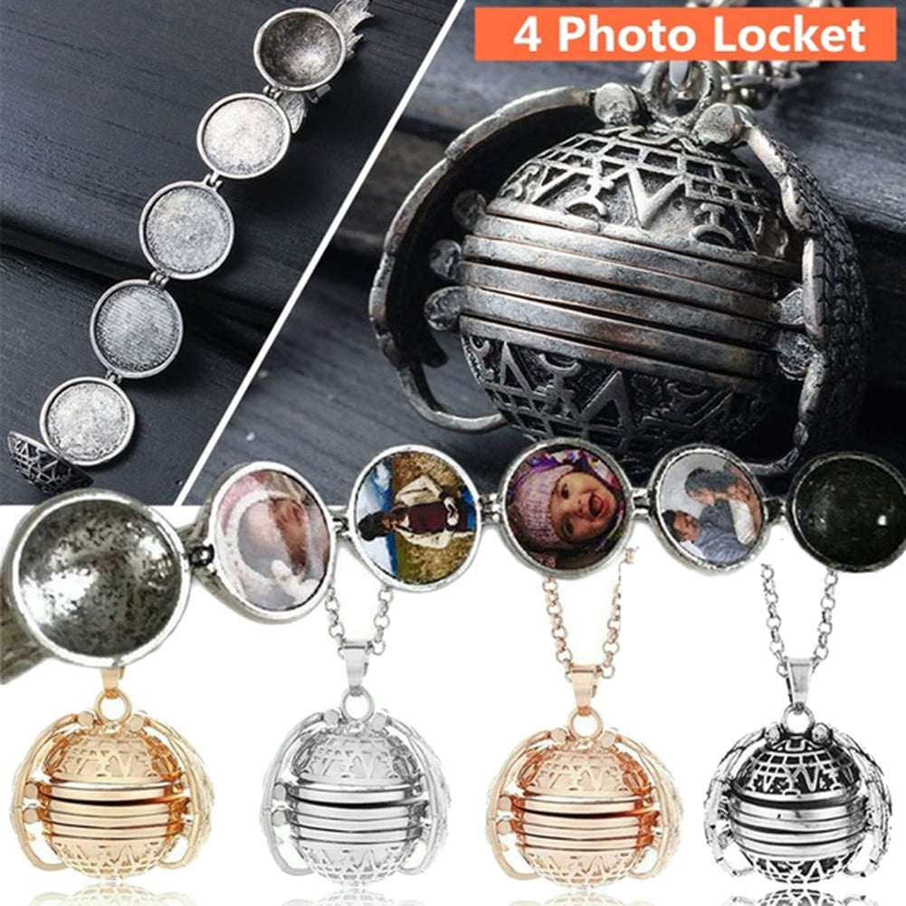 SmartBy Unisex Hollow Wings Expanding 4 Photo Locket Ball Pendant ...
