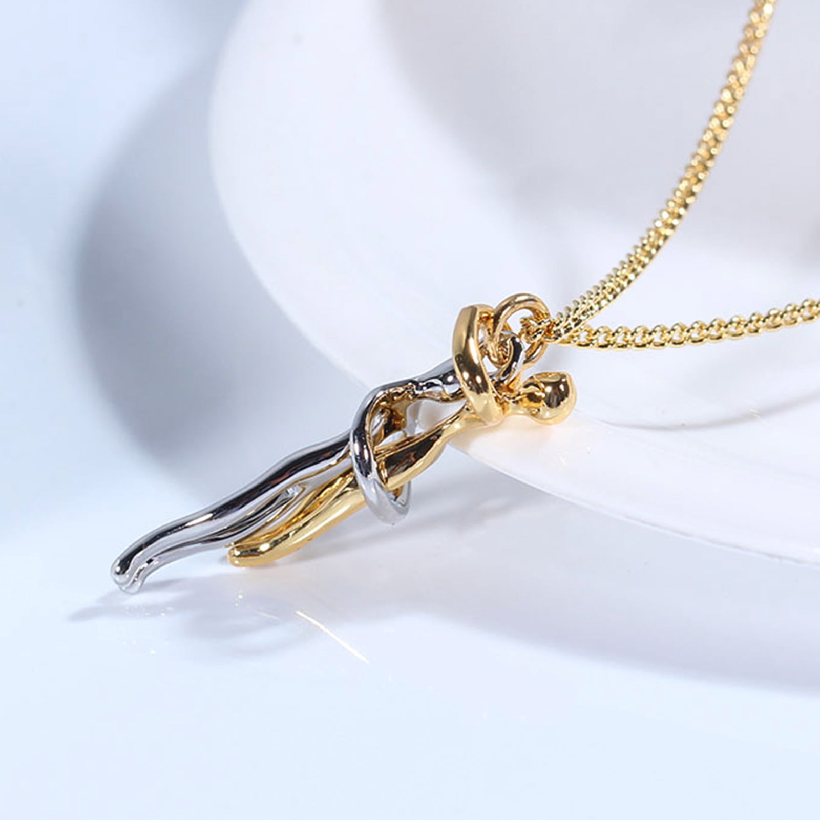 SmartBy Unisex Hug Couple Pendant Necklace Dance Partner Choker Neck ...