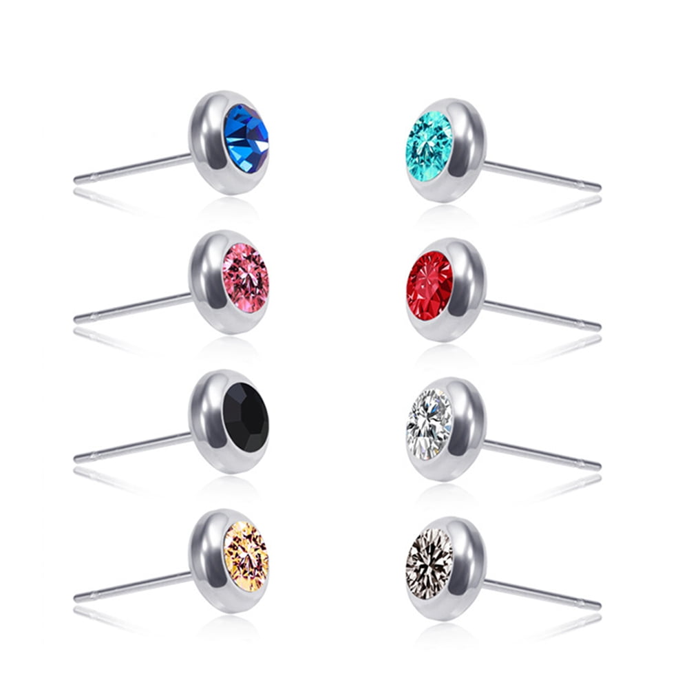 SmartBy Unisex Rhinestone Stainless Steel Ear Stud Earrings Helix ...