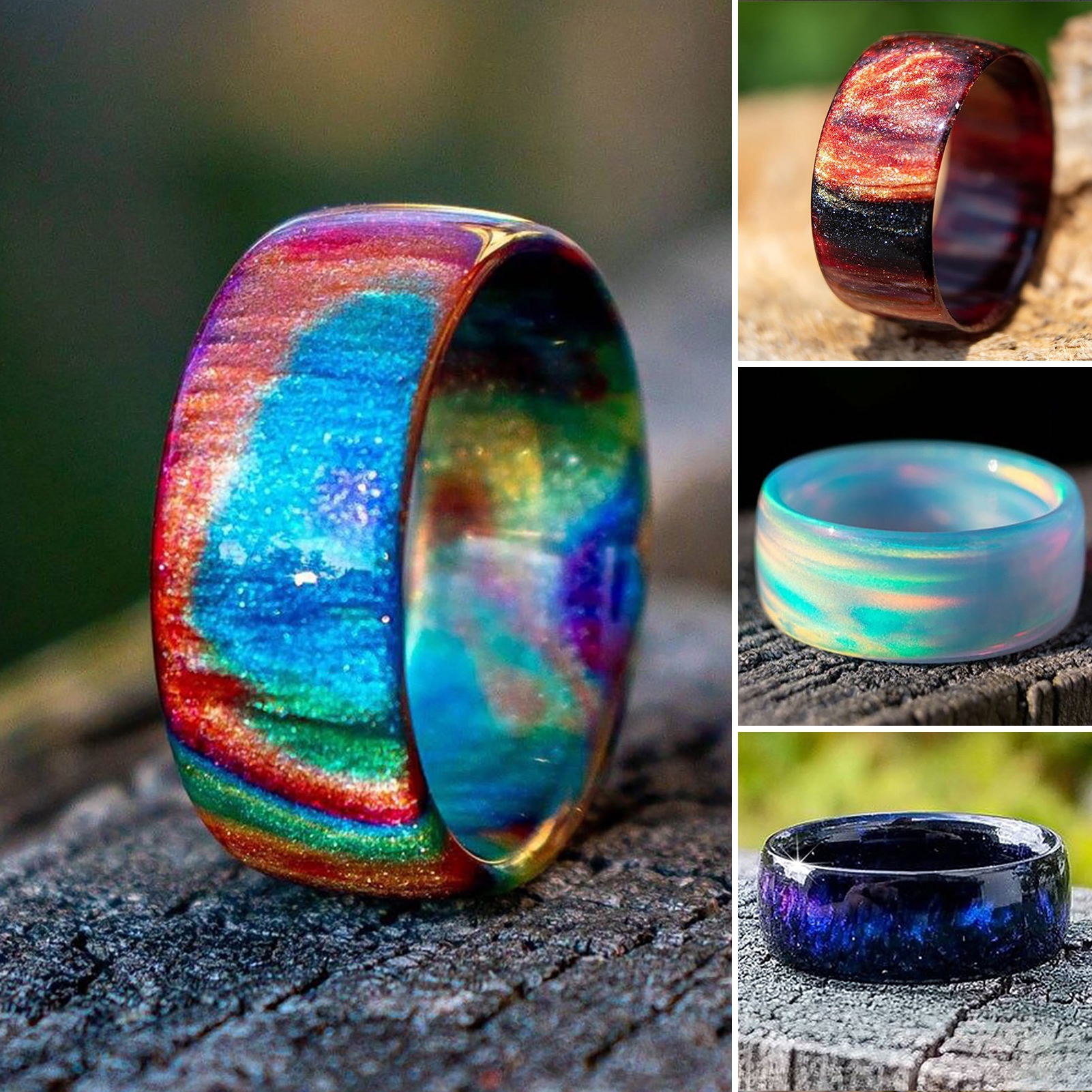 SmartBy Women Ring Colorful Acrylic Resin Eye-catching Romantic Sky Women Circlet for Club ...