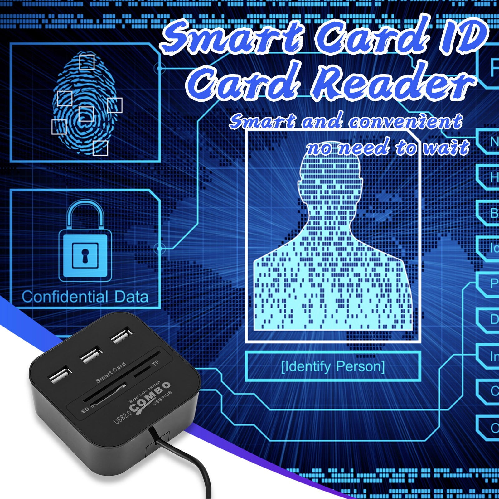SmartCard ID Card Reader Usb 3.0 2.0 Multicard Smart Card Reader SD/TF ...