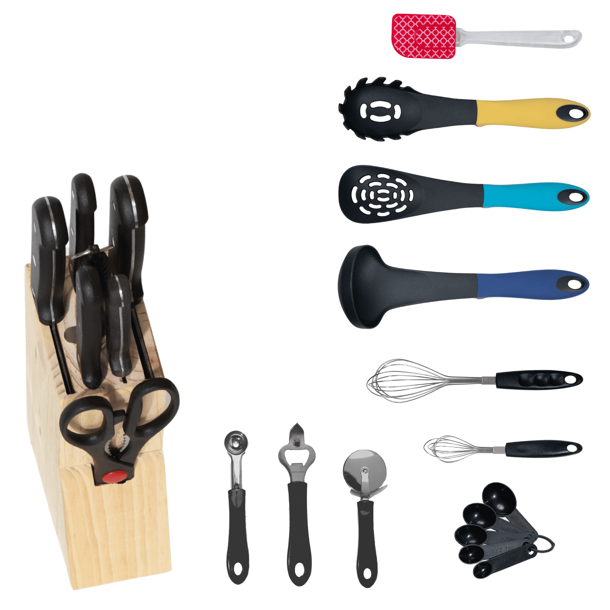 SmartCook 27 Pcs Kitchen Utensils Set with kitchen Knife Block Set with ...