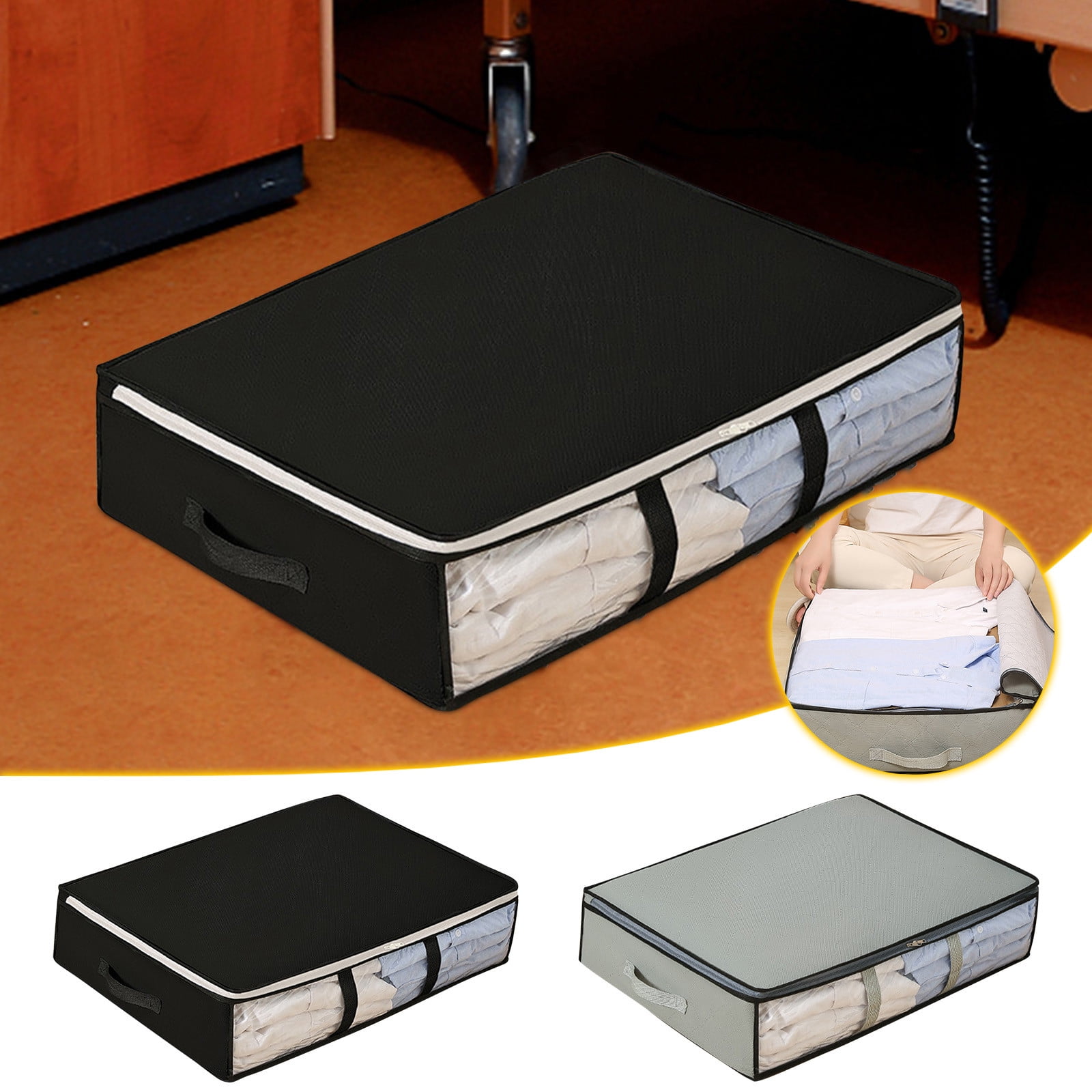 SmartCube Underbed Storage Bag, 3 Large Bins with Reinforced Handles ...