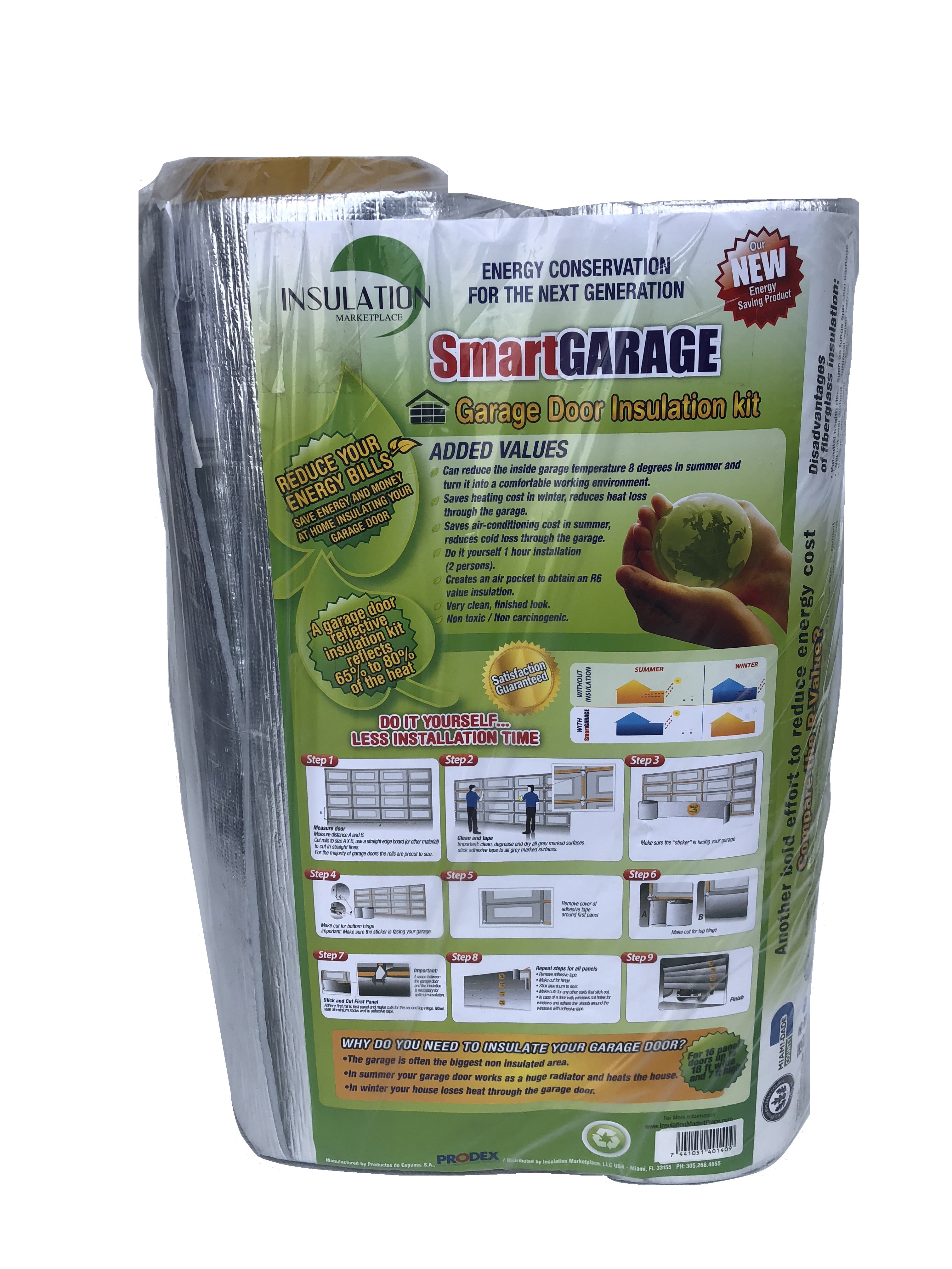 SmartGARAGE Reflective Garage Door Insulation Kit, 7' H x 9' W, R-Value ...