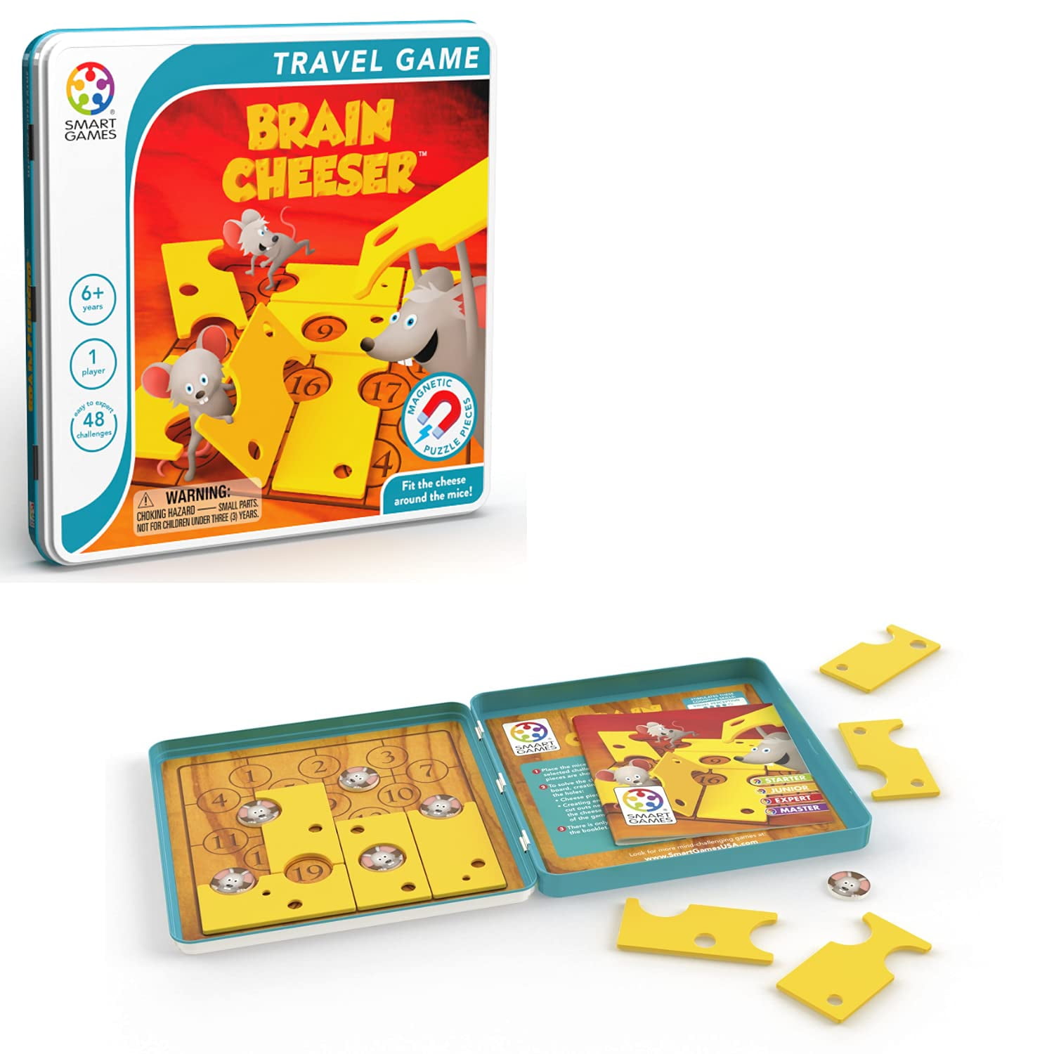 SmartGames Brain Cheeser Magnetic Travel Game, 48 Challenges, Ages 5 ...