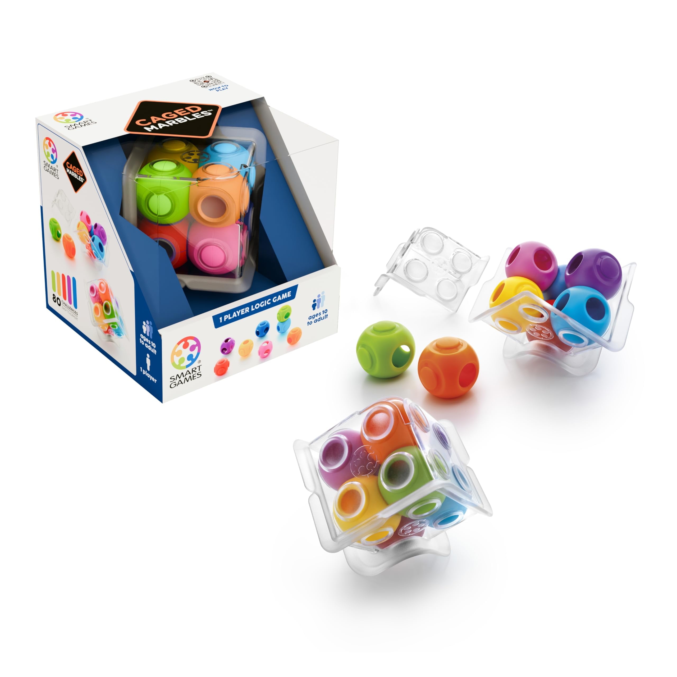 SmartGames Caged Marbles 3D Logic Game with 80 Challenges for Ages 10 ...