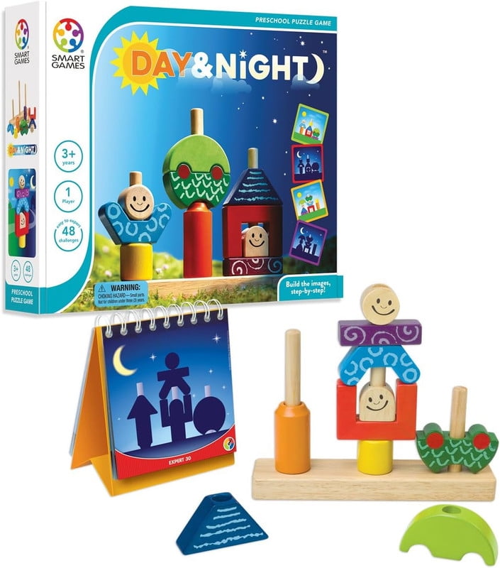 SmartGames Day & Night Wooden Cognitive Skill-Building Puzzle Game ...