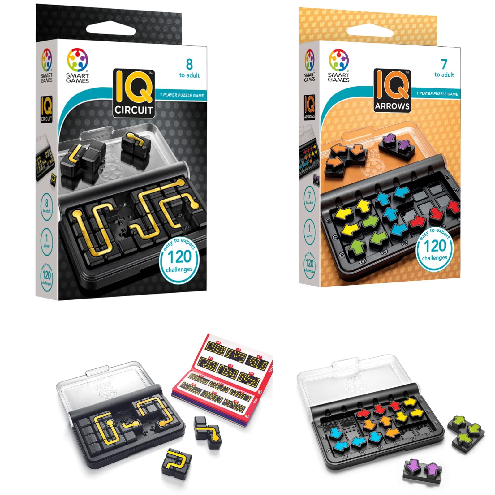 SmartGames Interactive Board Game IQ Circuit & IQ Arrows Bundle, 240 ...