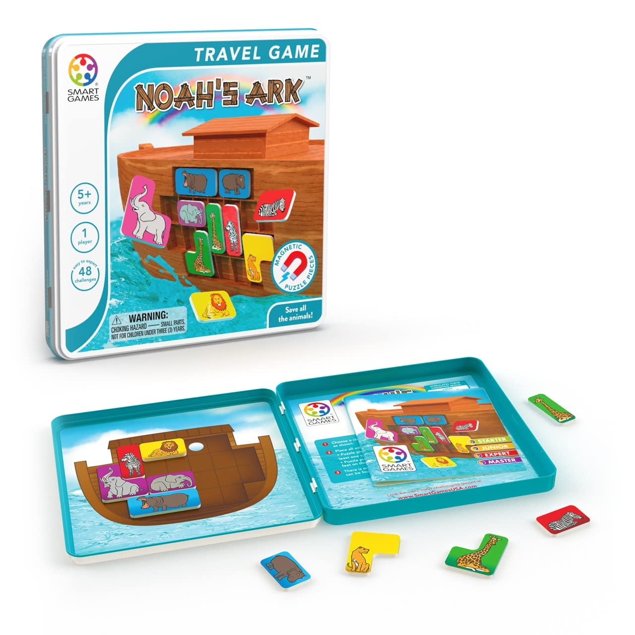 SmartGames Noah's Ark Travel Game: Magnetic, 48 Challenges, Ages 5 ...