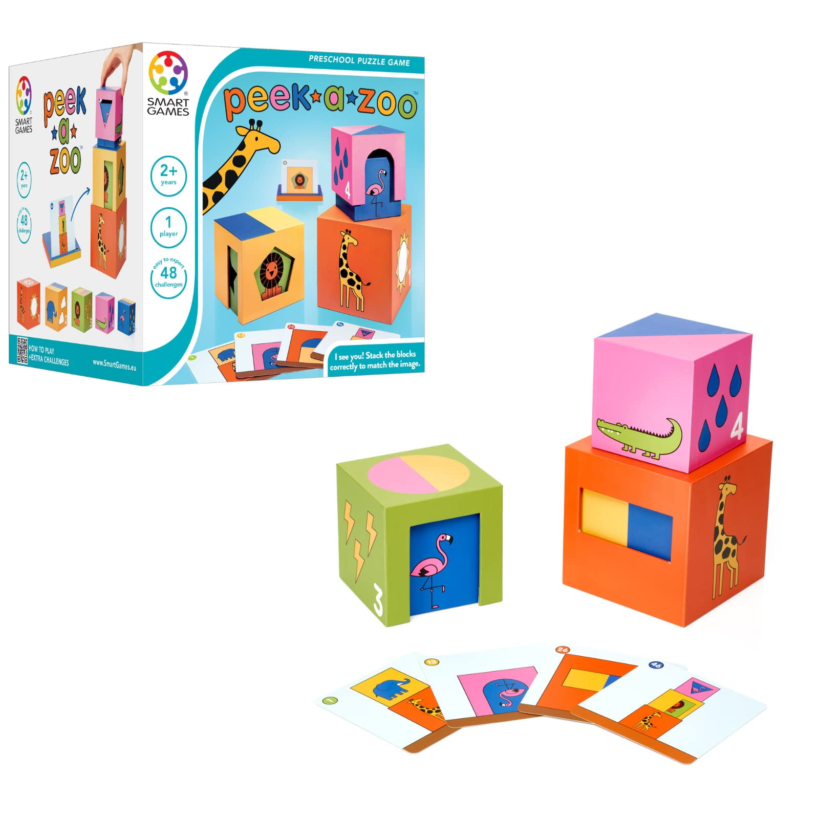SmartGames Peek-A-Zoo Toddler's Animal Matching Game, Preschool ...