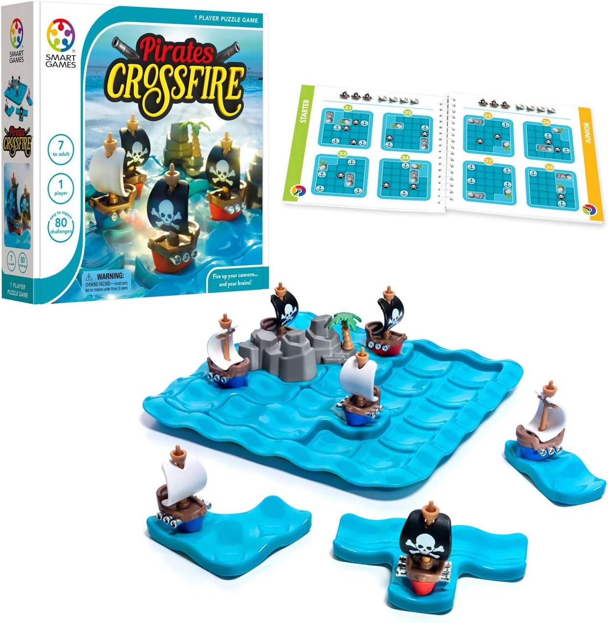 SmartGames Pirates Crossfire Board Game with 80 Challenges and 4 ...