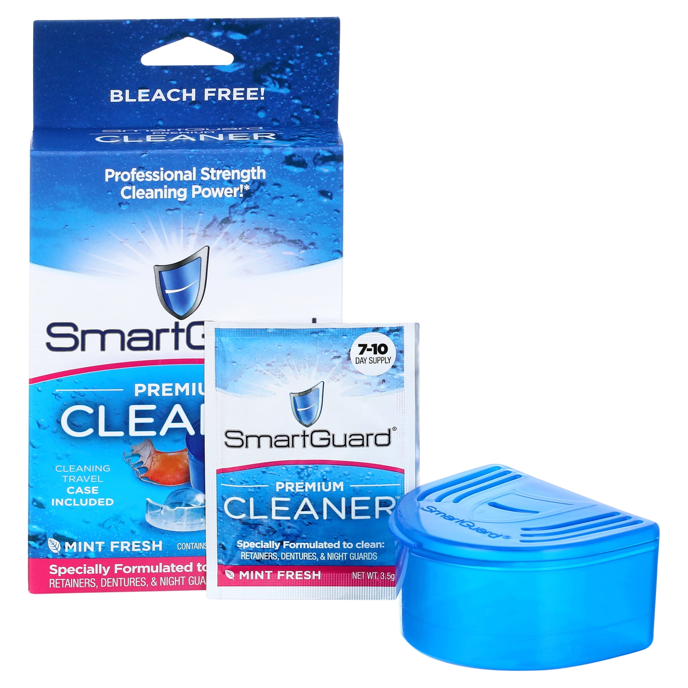 SmartGuard Premium Cleaner Crystals & Retainer Denture Case, White, 11 ...