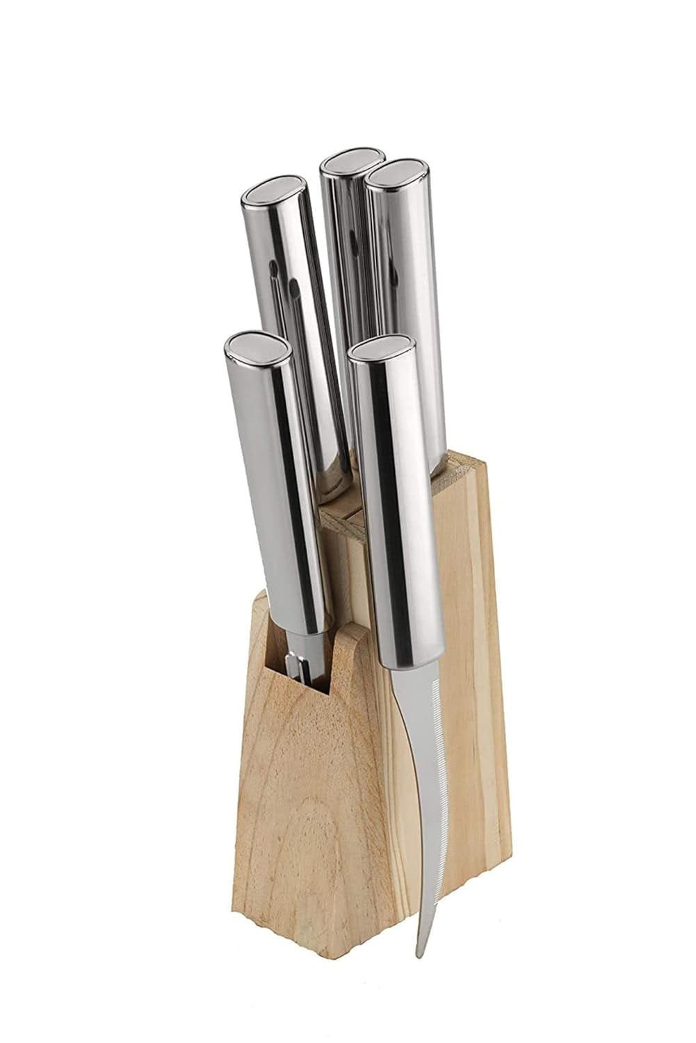 SmartHomeMart Stainless Steel Kitchen Knife Set with Wooden Block Knife ...