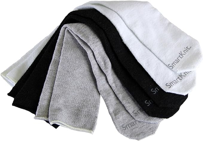 SmartKnit Kids Seamless AFO Interface Socks - 3 Pack (White/Grey/Black ...