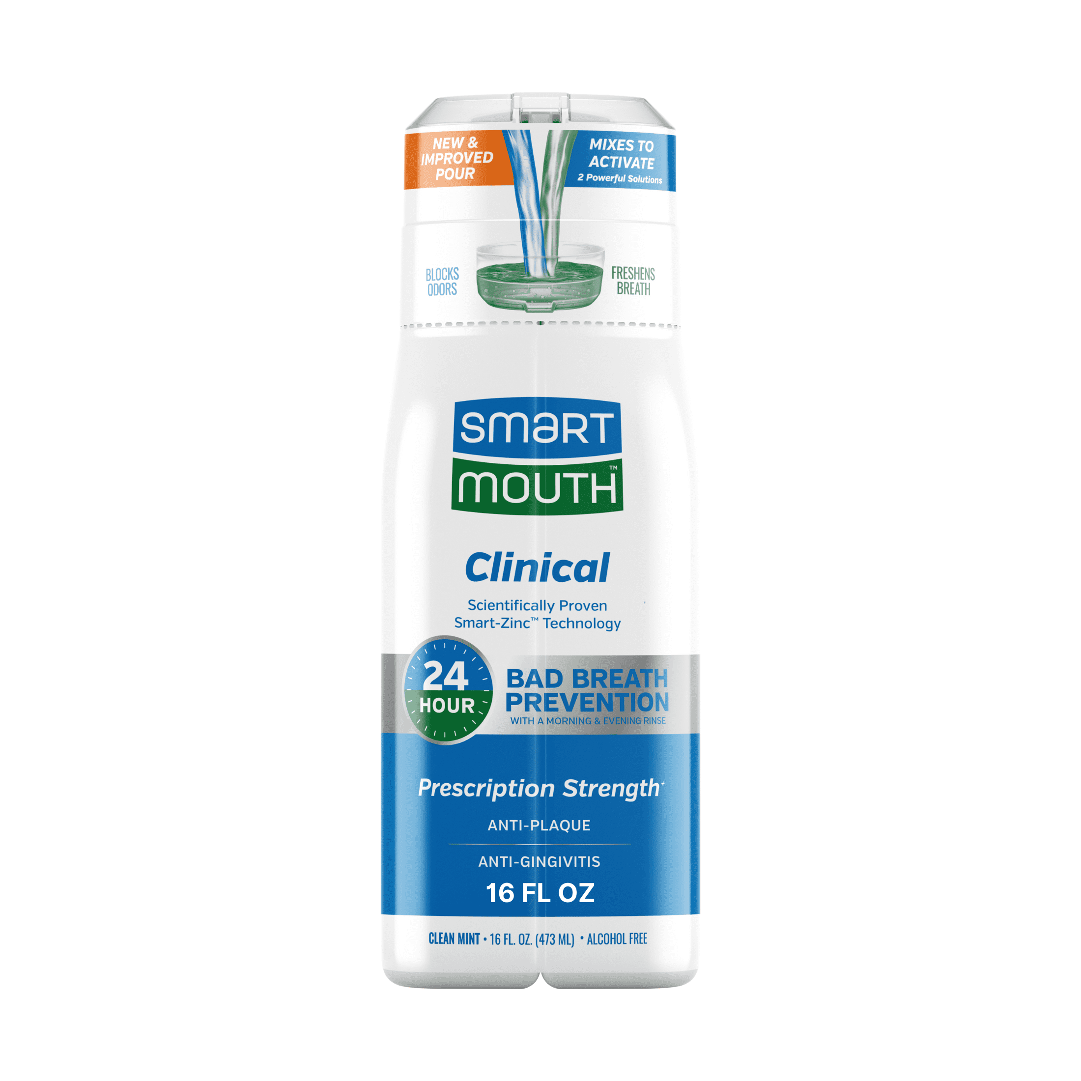 SmartMouth Clinical Activated Breath Rinse 16 oz Mint for Adults, Anti ...