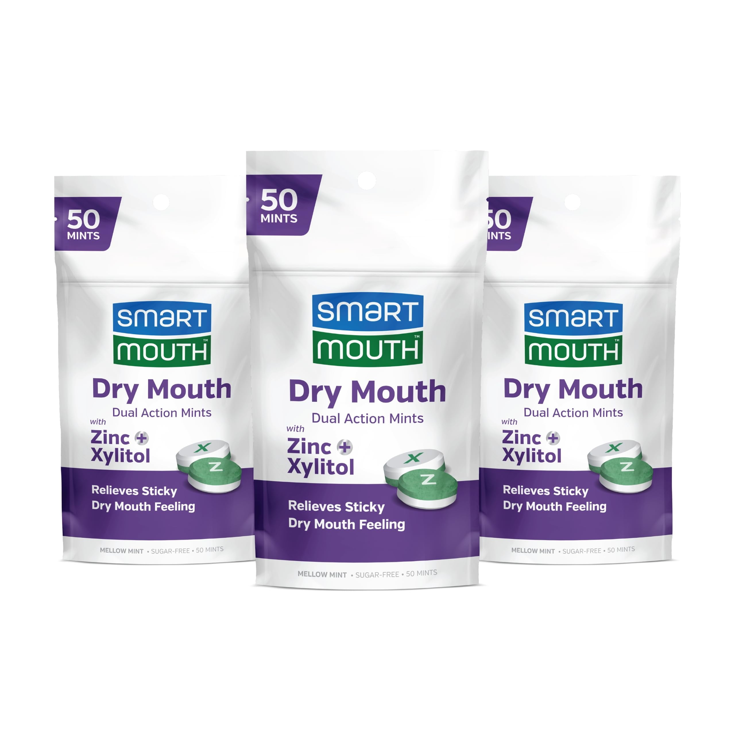 SmartMouth Dry Mouth Dual-Action IFF17 Mints - Sugar-Free Breath Mints ...