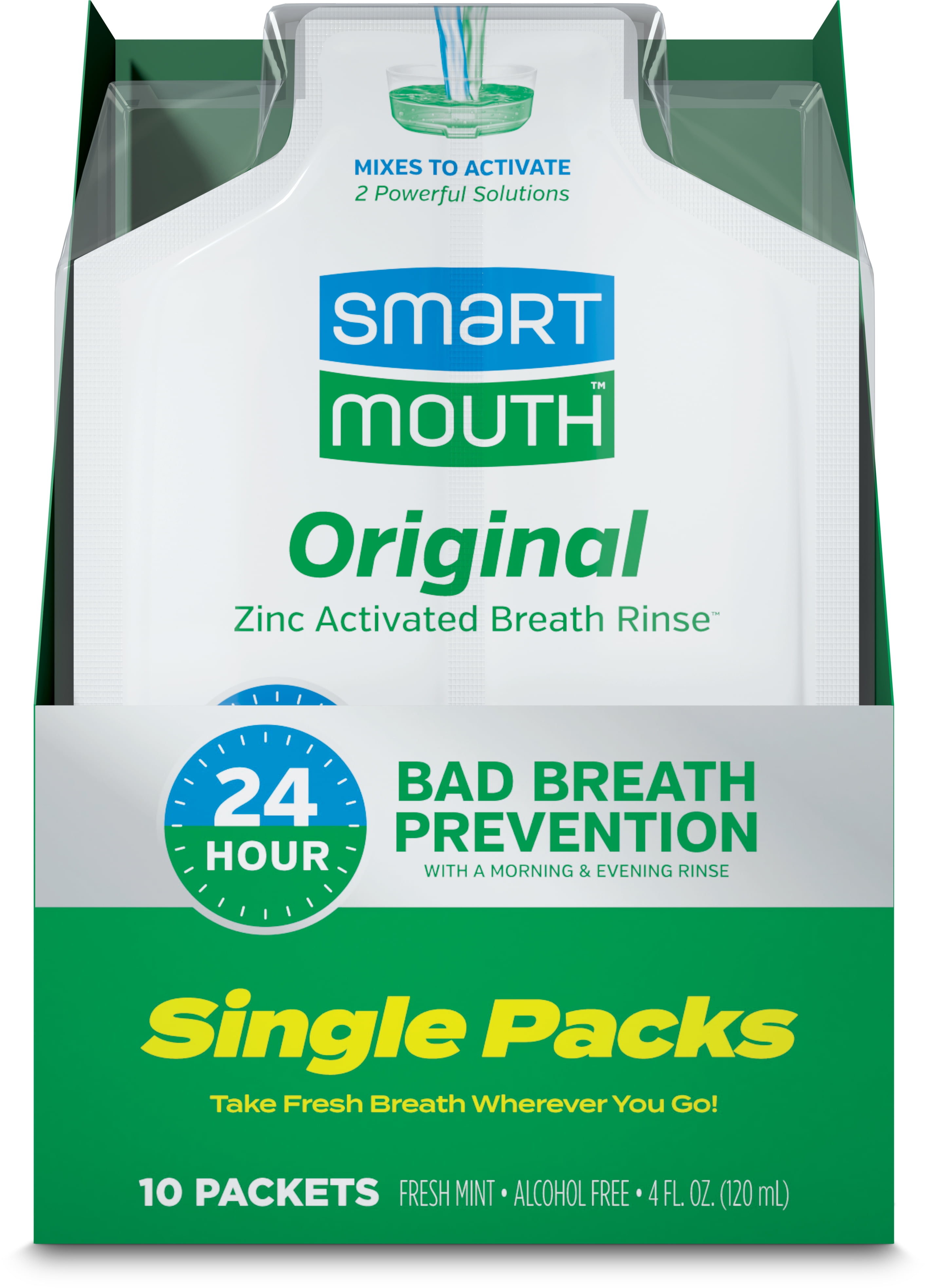 SmartMouth Original Activated Zinc Mouth Dry Mouthwash Solution, 10 ...