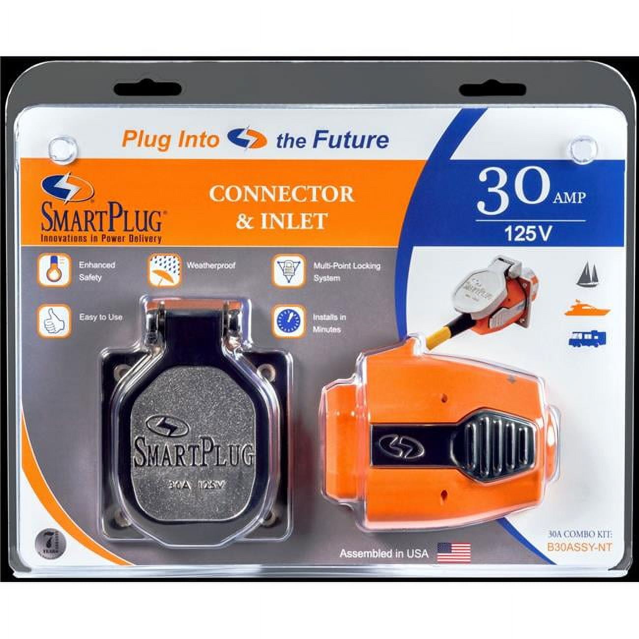 SmartPlug 30 Amp Boatside Inlet & Plug Combo Stainless Steel No ...